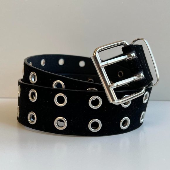 Accessories | Y2k 200s Round Studded Black And Silver Velour Grunge Emo ...